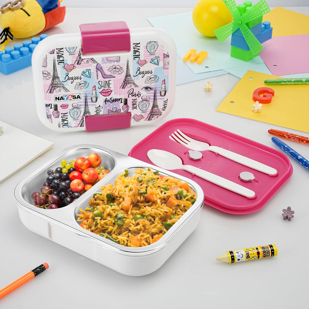 Nayasa Marco 2 Compartment Stainless Steel Insulated Lunch Box for Kid ...