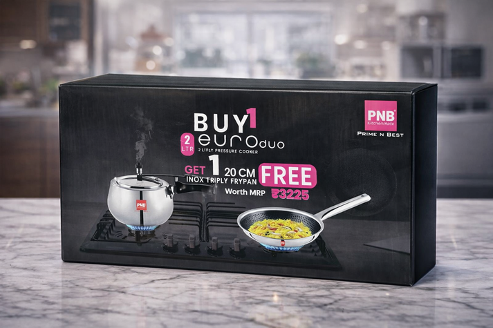 PNB Kitchenmate 2 Litre Triply Pressure Cooker with FREE 20 cm Honeyco ...